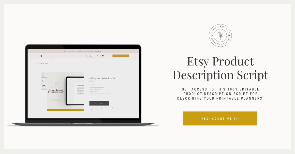 How to Double the Traffic to Your Printable Planner Etsy Shop | Amma ...